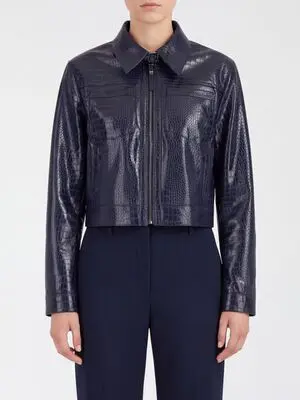 Pinko Short Faux Leather Jacket With Crocodile Effect And Zip Closure