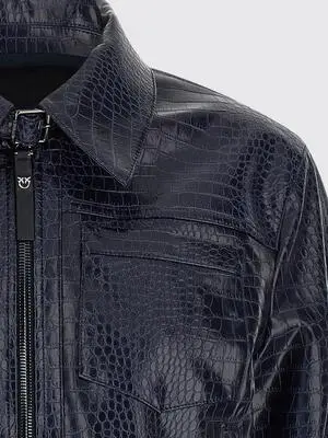 Pinko Short Faux Leather Jacket With Crocodile Effect And Zip Closure