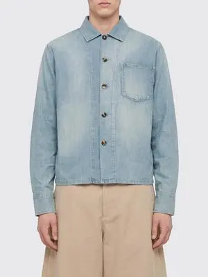 JW Anderson Casual Cotton Denim Shirt With French Collar And Patch Pocket - Blue