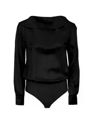CATALINA Sophia Silk Bodysuit - Black