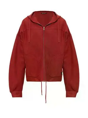 Palm Angels Palm Tree Zip Loose Hoodie - Red