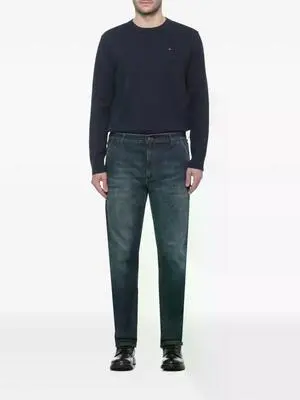 Tommy Hilfiger Logo-embroidered Crew-neck Sweater - Blue