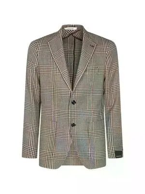 Tagliatore Check-pattern Virgin Wool Blazer - Brown