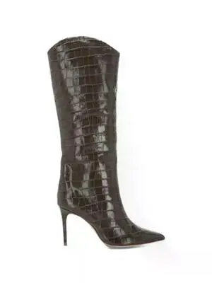 Schutz Maryana Croc-effect Pointed-toe Boots - Grey
