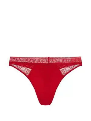 Polo Ralph Lauren Lace-trim Logo-waistband Thongs - Red