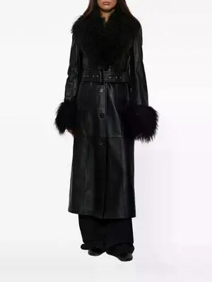 STAND STUDIO Monica Leather Coat - Black