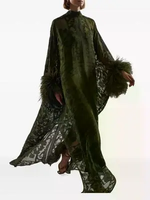TALLER MARMO Penelope Feather-trim Maxi Dress