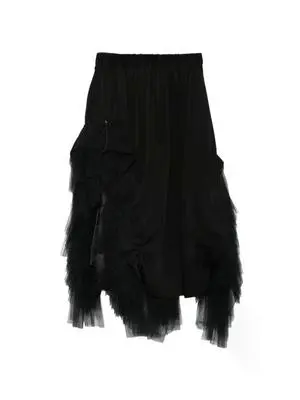 Noir Kei Ninomiya Tulle-layered Ruffled Skirt - Black