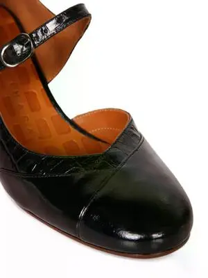 Chie Mihara Crocodile-effect Buckled Pumps