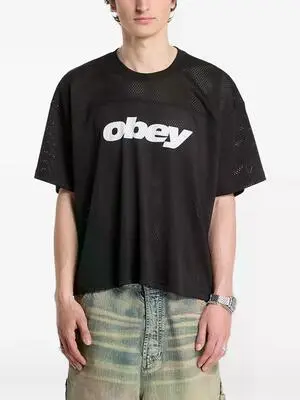 Obey Logo-print Mesh T-shirt - Black