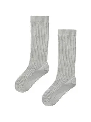 Wolford Ribbed Metallic-yarn Socks - Silver
