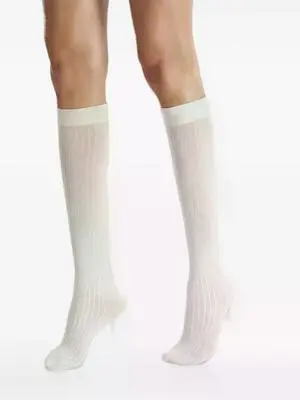 Wolford Ribbed Metallic-yarn Socks - Silver