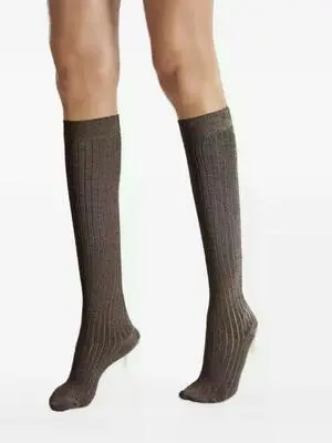 Wolford Shimmer Ribbed Knee-high Socks