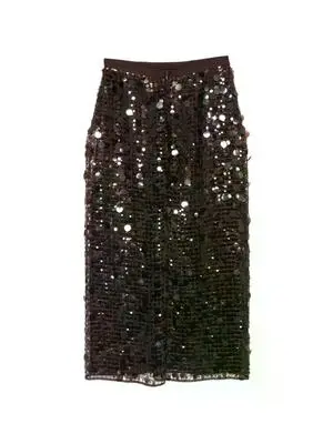 RAME Sequin-embellished Mesh Midi Skirt - Brown