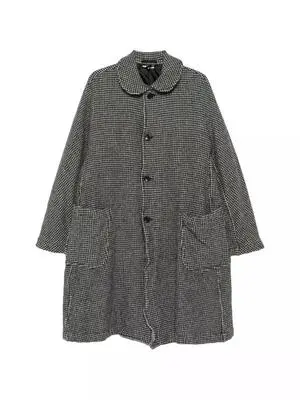 Comme Des Garçons Houndstooth-pattern Peter-pan-collar Coat