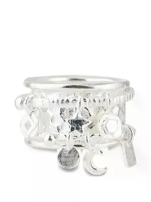 POISONED HEARTS Hammered-effect Charm Ring