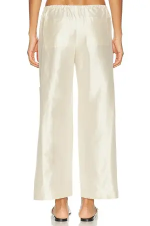 Donni. The Taffeta Drawstring Cargo Pant In Cream - Creme