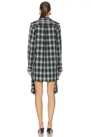 Monse Cascade Front Lace Hem Shirt Dress In Black