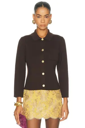 Saint Laurent Heavy Cardigan In Chocolate - Ebene