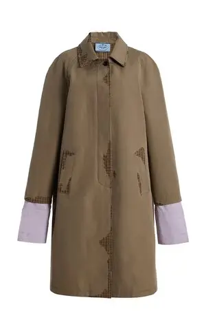 Prada Cuff-detailed Long Poplin Coat - Neutral