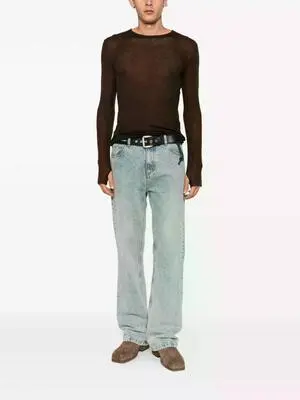 TONYWACK Ribbed-knit Thumb-slot Sweater - Brown