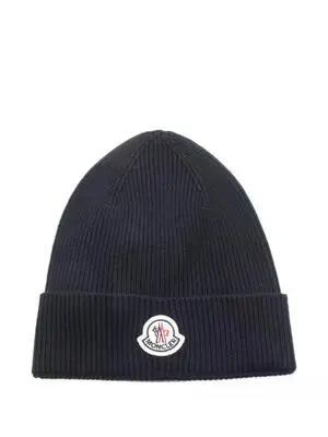 Moncler 2020s Logo-patch Beanie Hat - Black