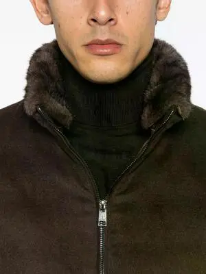 ON THE BUND Faux-fur Collar Bomber Jacket