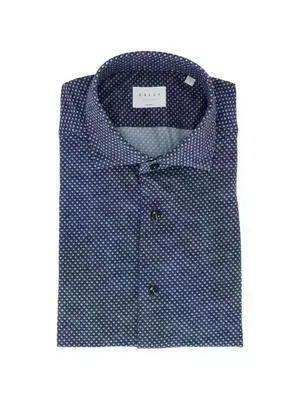XACUS Active Micro-geometric Print Shirt - Blue