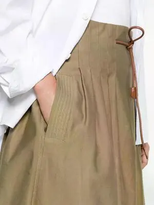 Max Mara Pleated Cotton Ottoman Skirt Kaki - Green