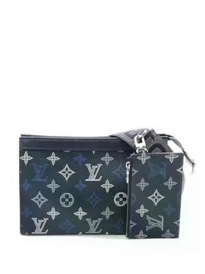 LOUIS VUITTON 2021s Monogram Shadow Gaston Shoulder Bag - Blue