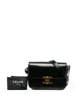 Celine 2025 Classique Shiny Calfskin Triomphe Crossbody Bag