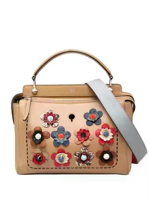 Fendi 2010-2026 Medium Leather Flowerland Dotcom Satchel - Brown