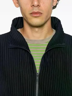 Issey Miyake Pleated Zip-up Cardigan