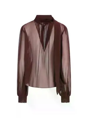 Retrofete Sheer Neck-tie Blouse