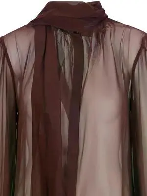 Retrofete Sheer Neck-tie Blouse