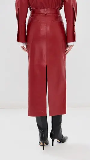 Co Double Slit Leather Pencil Skirt