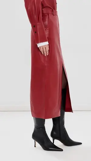 Co Double Slit Leather Pencil Skirt