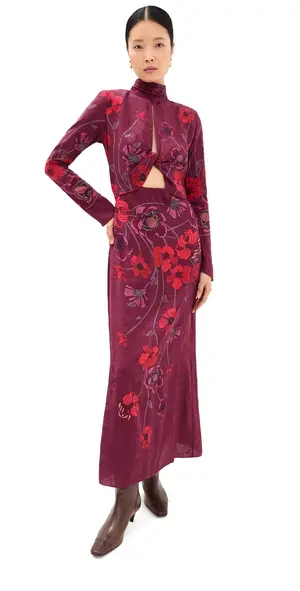 Johanna Ortiz In The Woods Dress - Wine