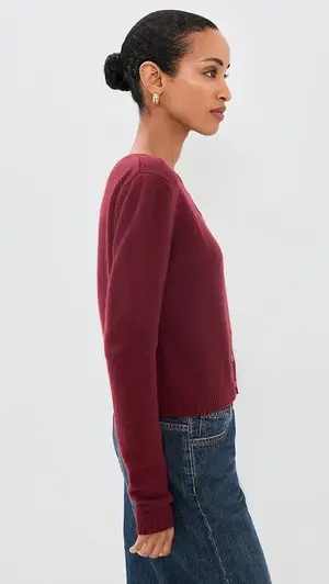 REFORMATION Clara Cashmere Crew Cardigan - Romance