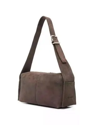 VIC MATIE Buckle-strap Suede Shoulder Bag - Brown