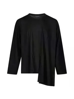 Yohji Yamamoto Asymmetric Button-up Long-sleeve T-shirt - Black