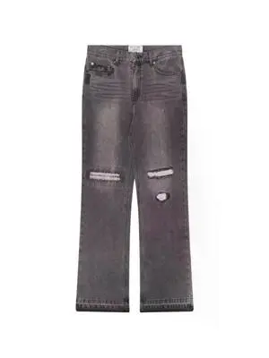MIDNIGHT RODEO Distressed Straight-leg Jeans - Grey