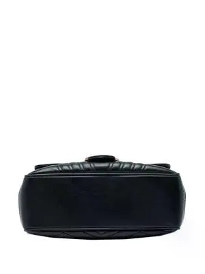 Gucci 2016-2026 Small Gg Marmont Matelasse Calfskin Top Handle Satchel - Black