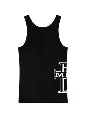 HAPPY MEMORIES DON'T DIE Logo-print Ribbed Tank Top - Black