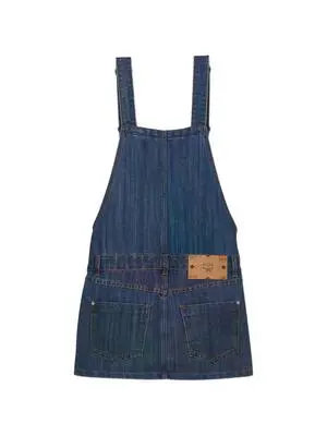 Mcm Washed-denim Pinafore Mini Dress