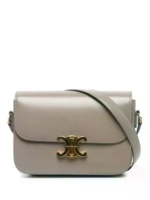 Celine 2026 Classique Shiny Calfskin Triomphe Crossbody Bag - Brown