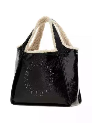 Stella McCartney Logo Cracked Patent Crossbody Tote Bag