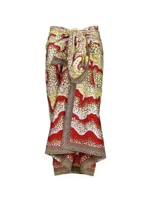 VLISCO DIALOGUES Bubble-print Midi Pareo Skirt - Red