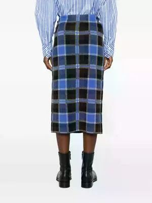 LIVTHELABEL Tartan Fringed Wrap Midi Skirt
