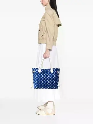 LOUIS VUITTON 1990-2010 Match Monogram Jacquard Velvet Neverfull Mm Tote Bag